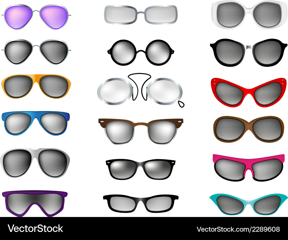 Glasses set isolated white background Royalty Free Vector