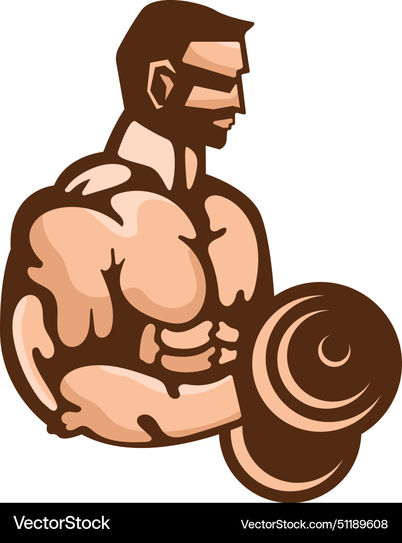 Gym emblem muscular man Royalty Free Vector Image