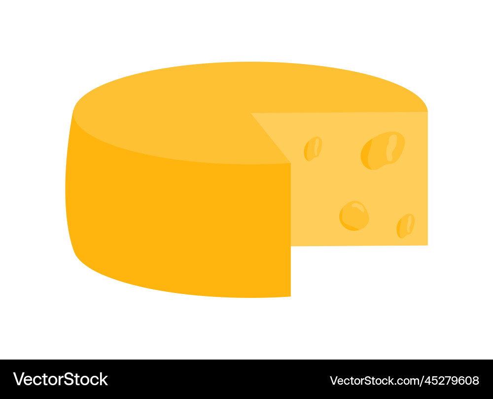 Hard cheese head with cut piece swiss Royalty Free Vector
