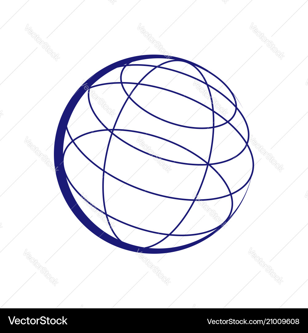 Sphere globe imaginary lines symbol design Vector Image