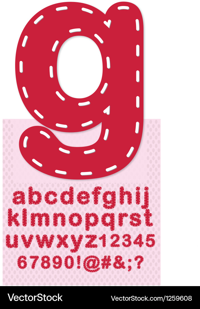 Stitched numbers and letters Royalty Free Vector Image