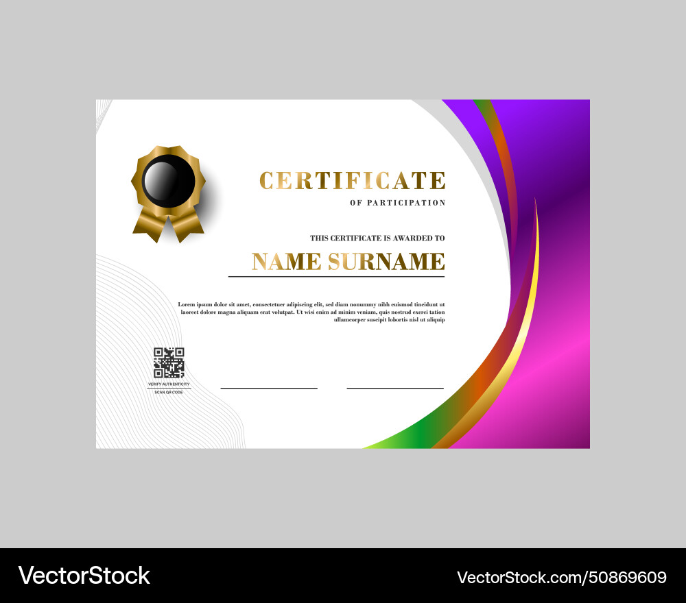 Certificate of achievement template colorful Vector Image