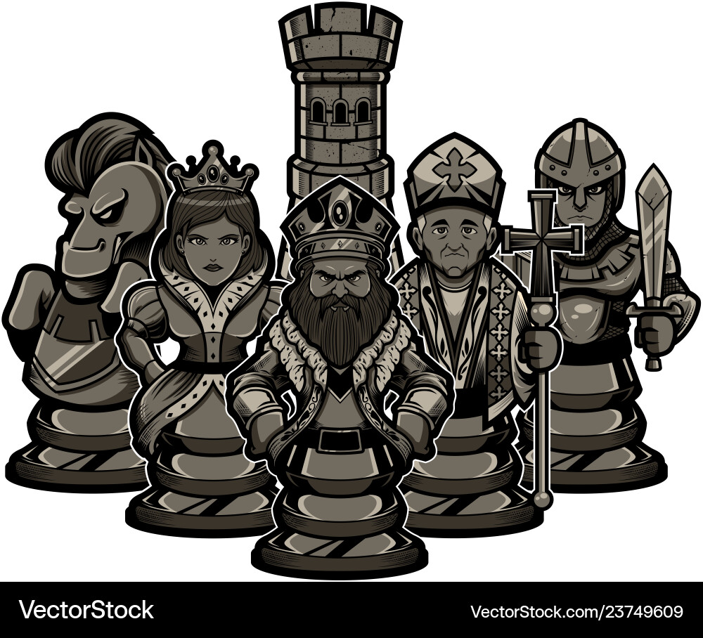 Chess team black Royalty Free Vector Image - VectorStock