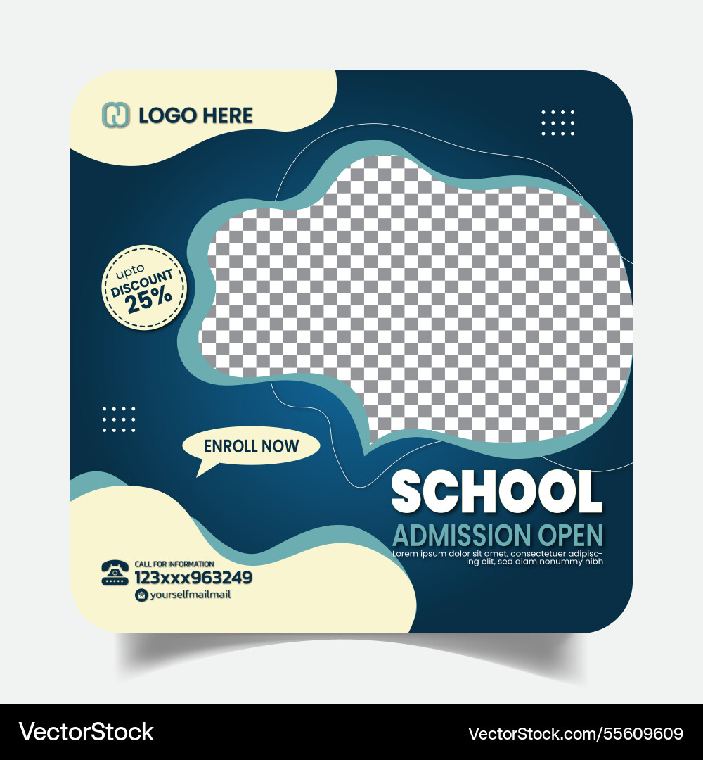 Creative junior school social media post design Vector Image