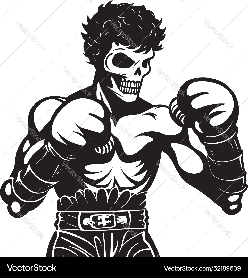 Death match skeleton boxing black logo design Vector Image