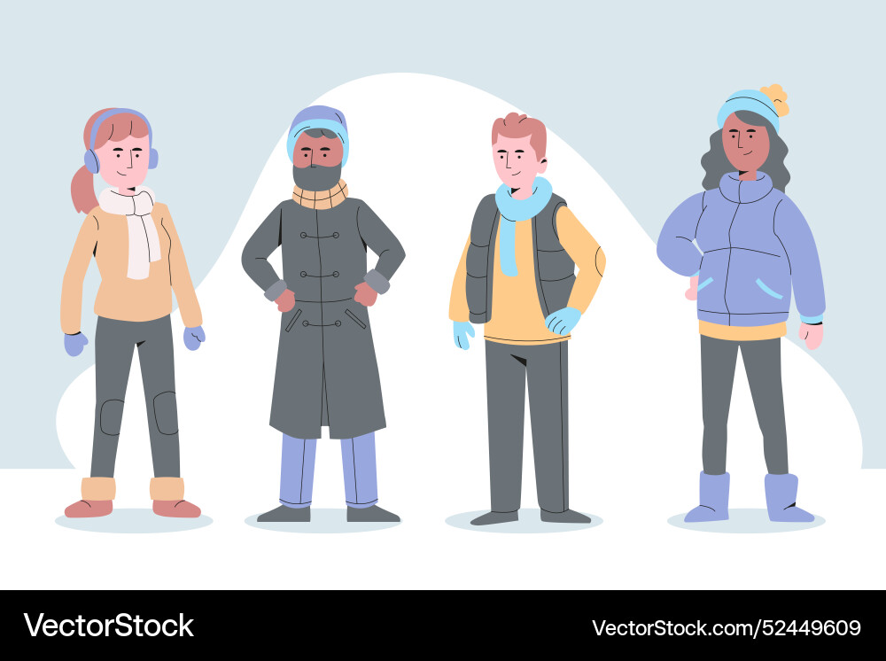 Hand drawn flat winter people collection Vector Image
