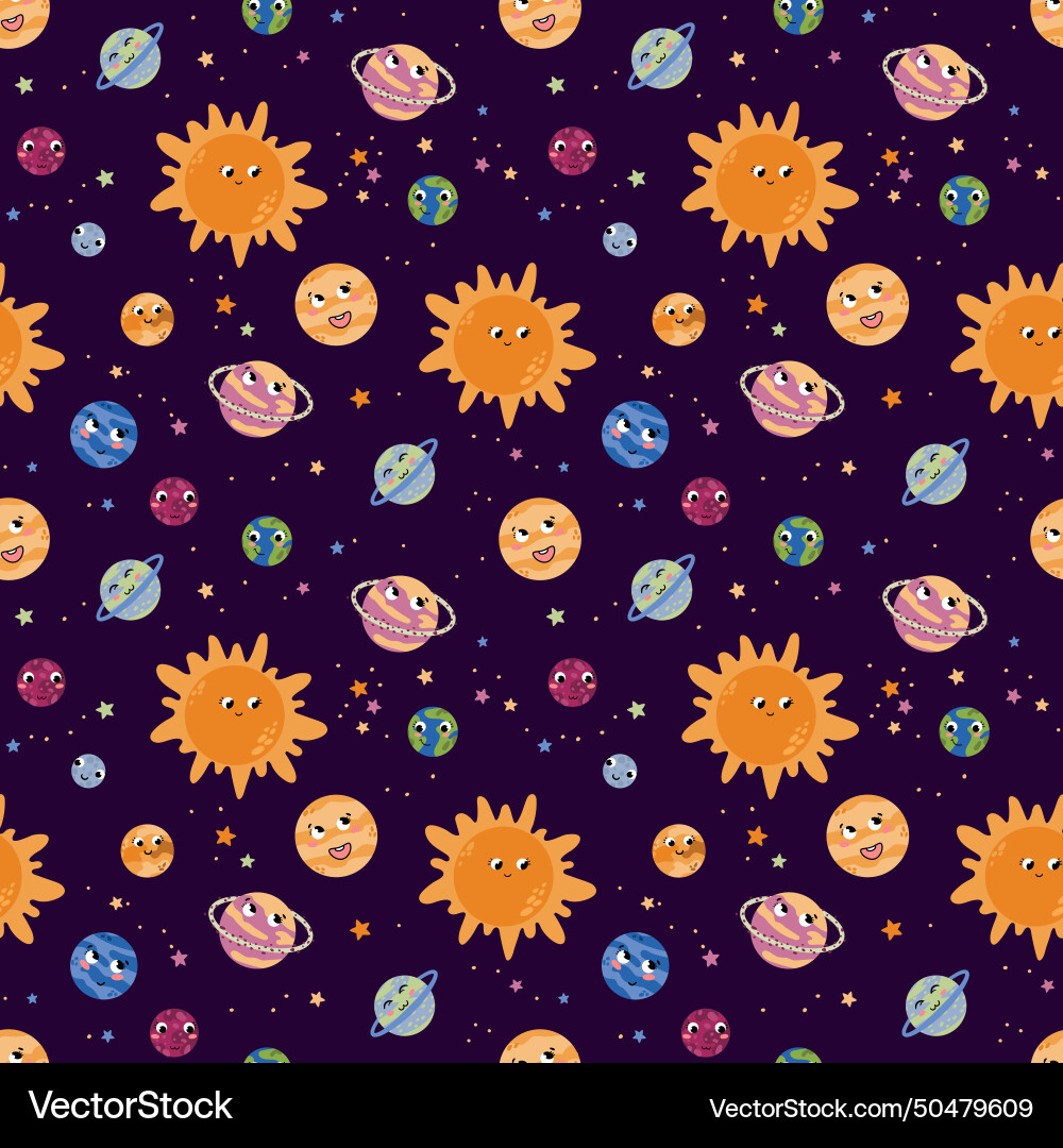 Seamless solar system pattern Royalty Free Vector Image