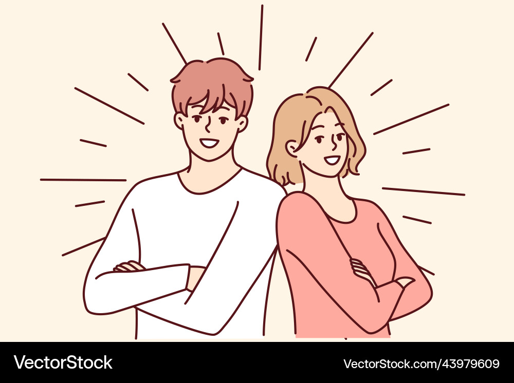 Smiling couple posing together Royalty Free Vector Image