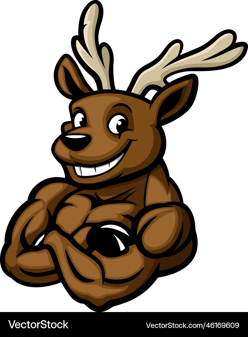 Strong reindeer cartoon mascot character Vector Image
