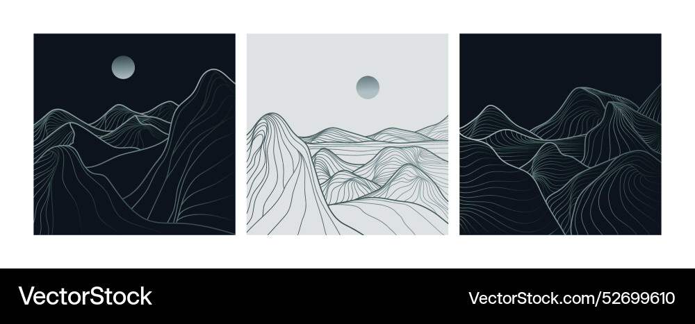 Abstract mountain line art Royalty Free Vector Image