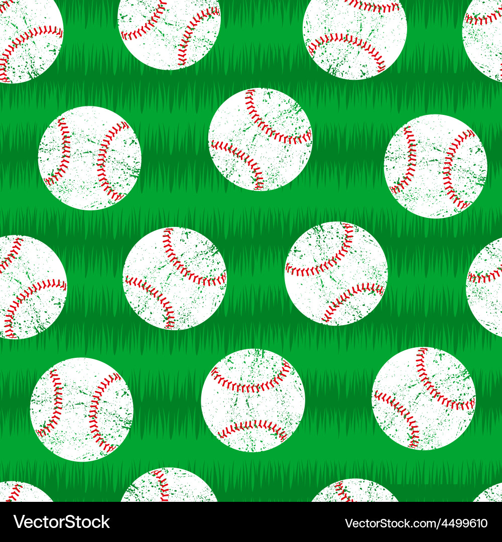 Baseball Pattern on Green Grass Royalty Free Vector Image