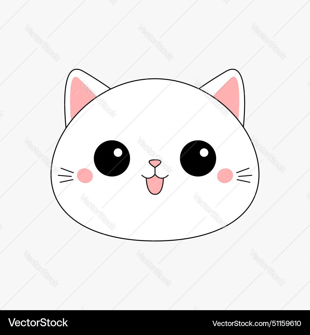 Cute cat face head icon line contour silhouette Vector Image