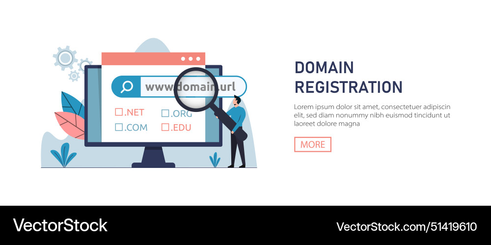 Domain name registration for website address Vector Image