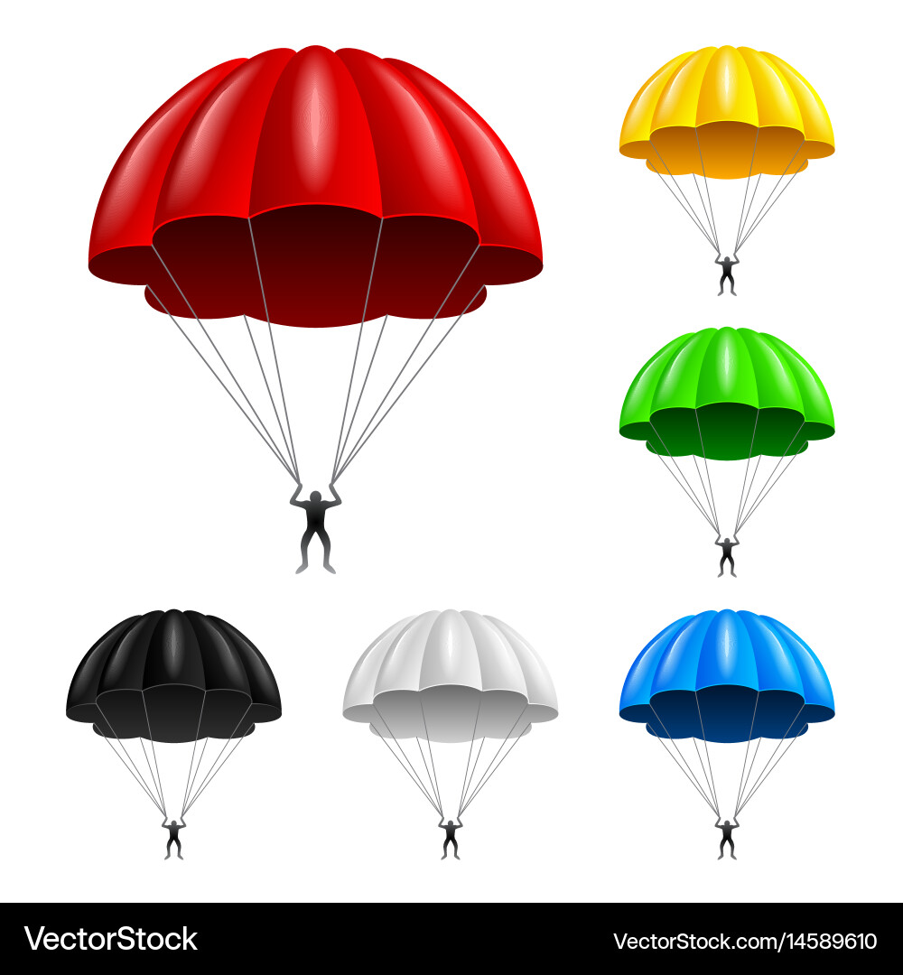 Flying parachute isolated on white Royalty Free Vector Image