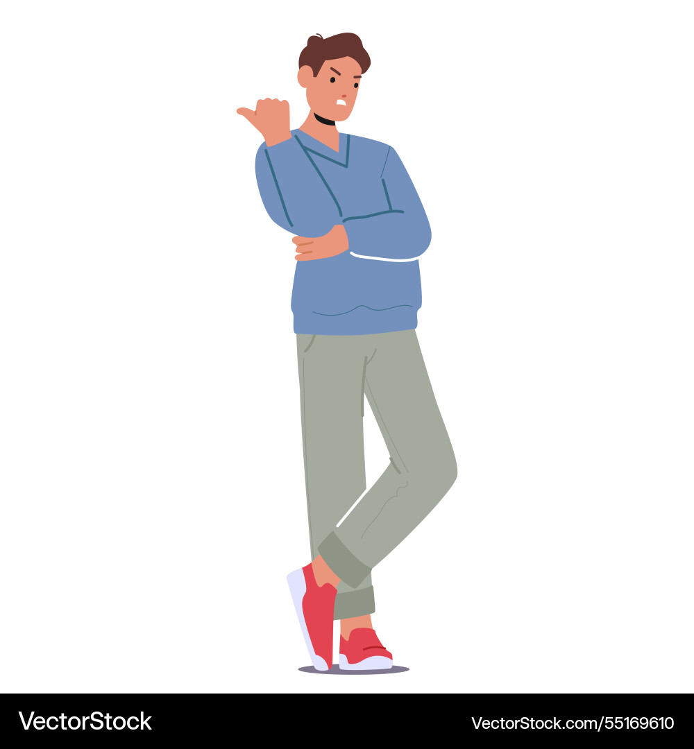 Furious man cartoon character gesturing go away Vector Image