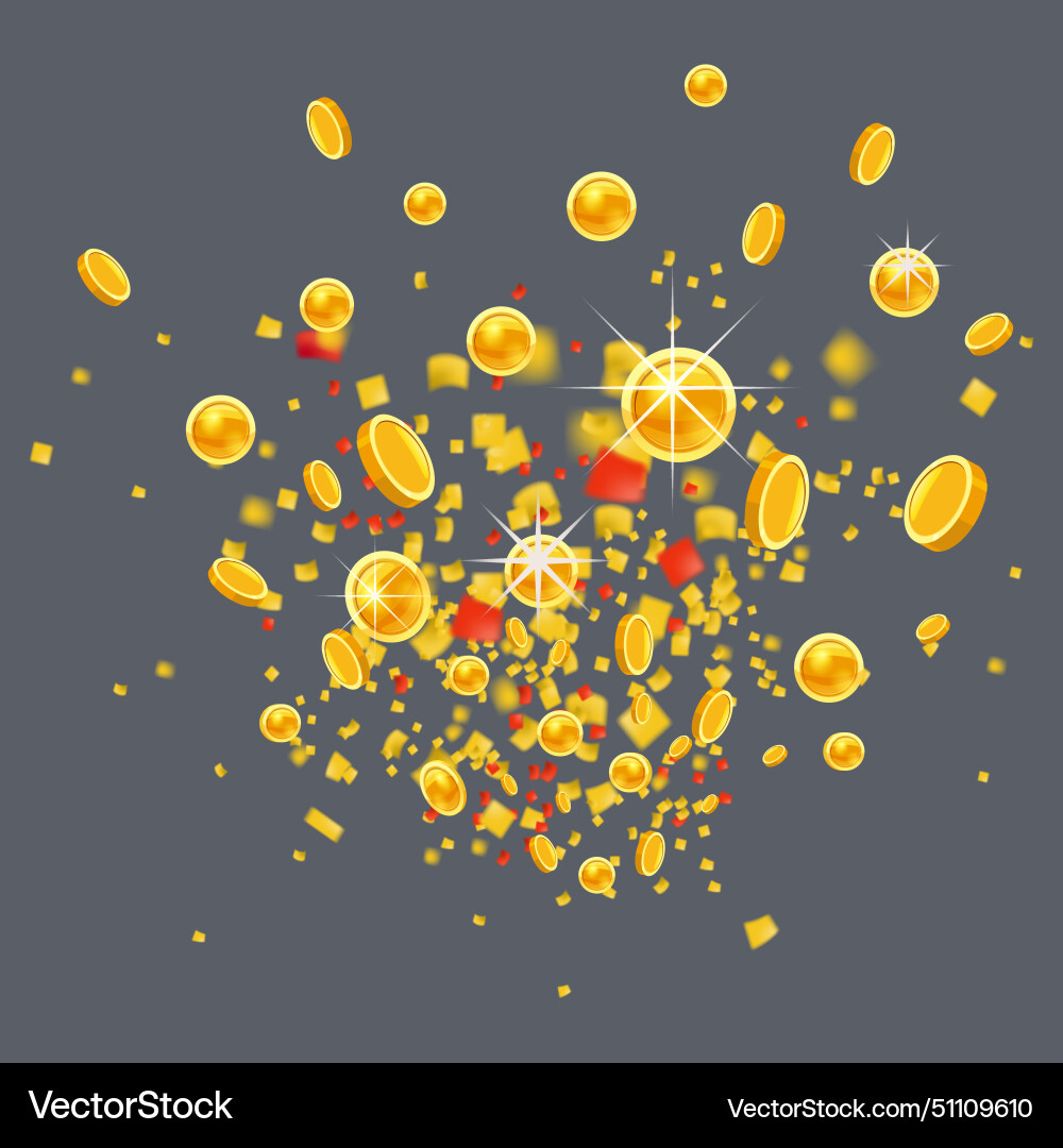 Golden coins in flight a wealth explosion Vector Image