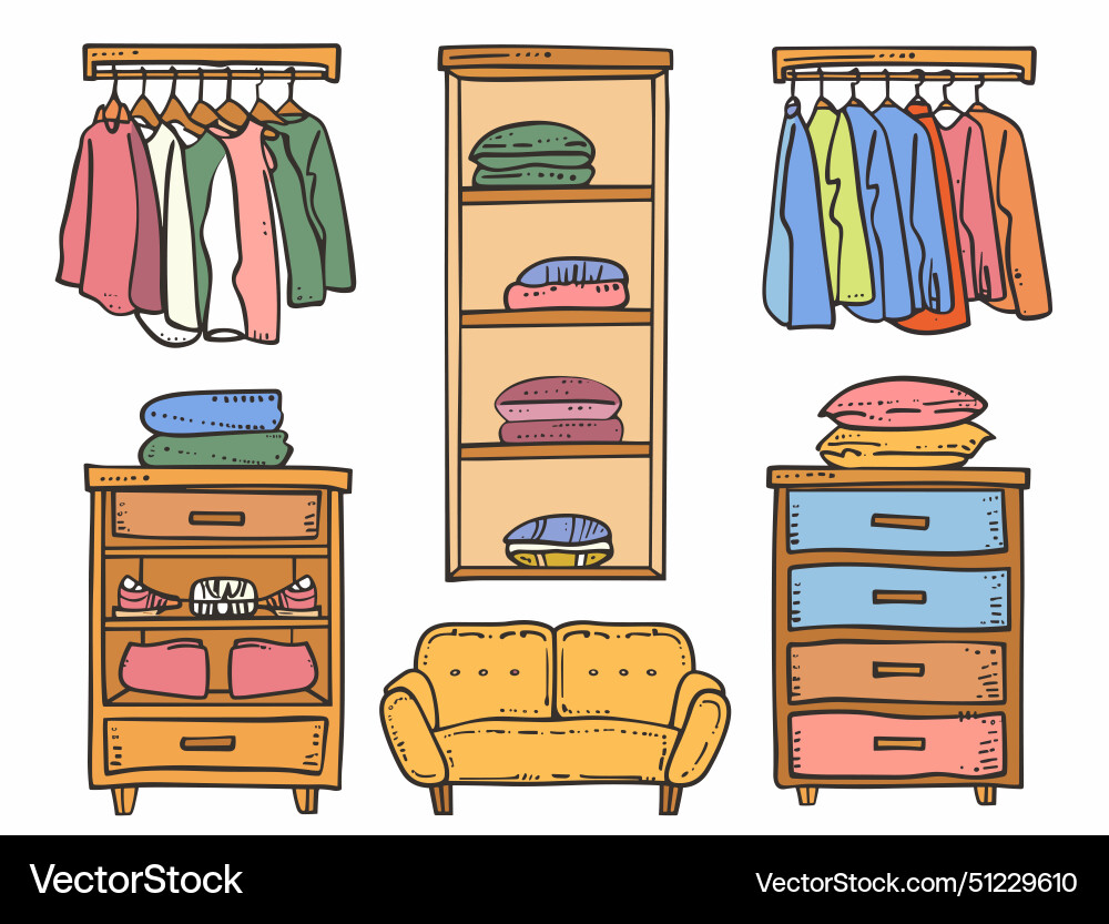Handdrawn cozy home interior Royalty Free Vector Image