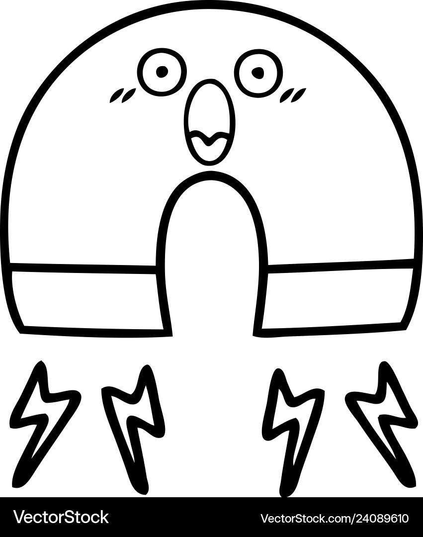 Line drawing cartoon magnet Royalty Free Vector Image