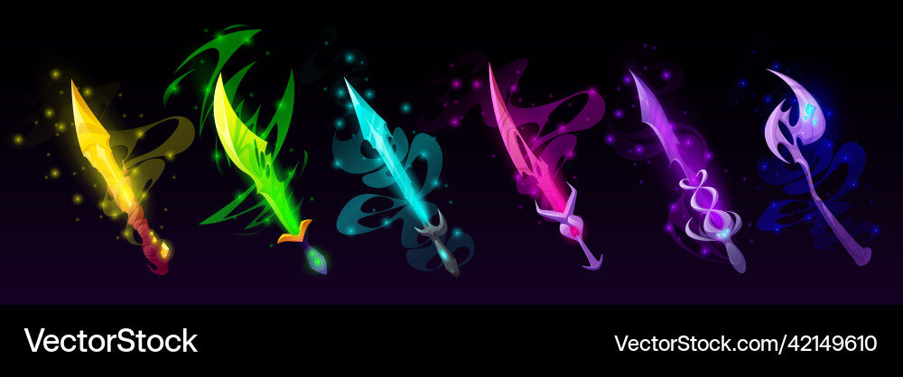 Magic weapon swords axes and knives for game Vector Image