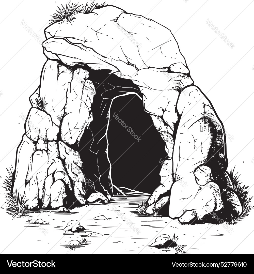 Megalithic mystery stone cave icon primordial Vector Image