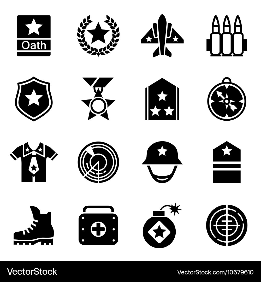 Military icon set Royalty Free Vector Image - VectorStock
