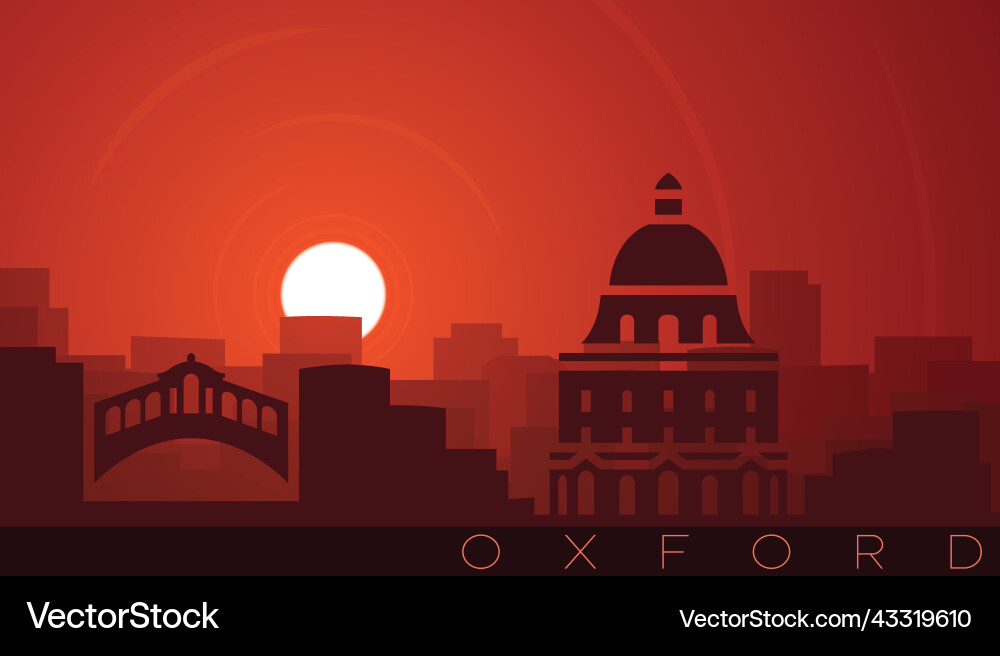 Oxford low sun skyline scene Royalty Free Vector Image
