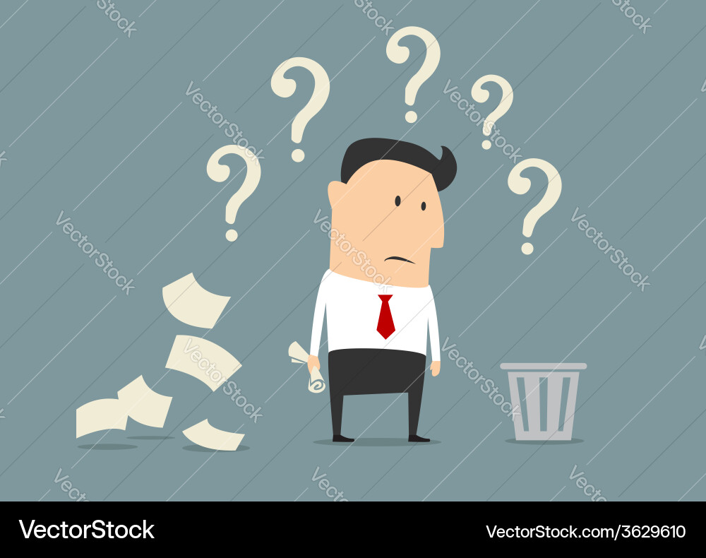 Perplexed confused businessman Royalty Free Vector Image