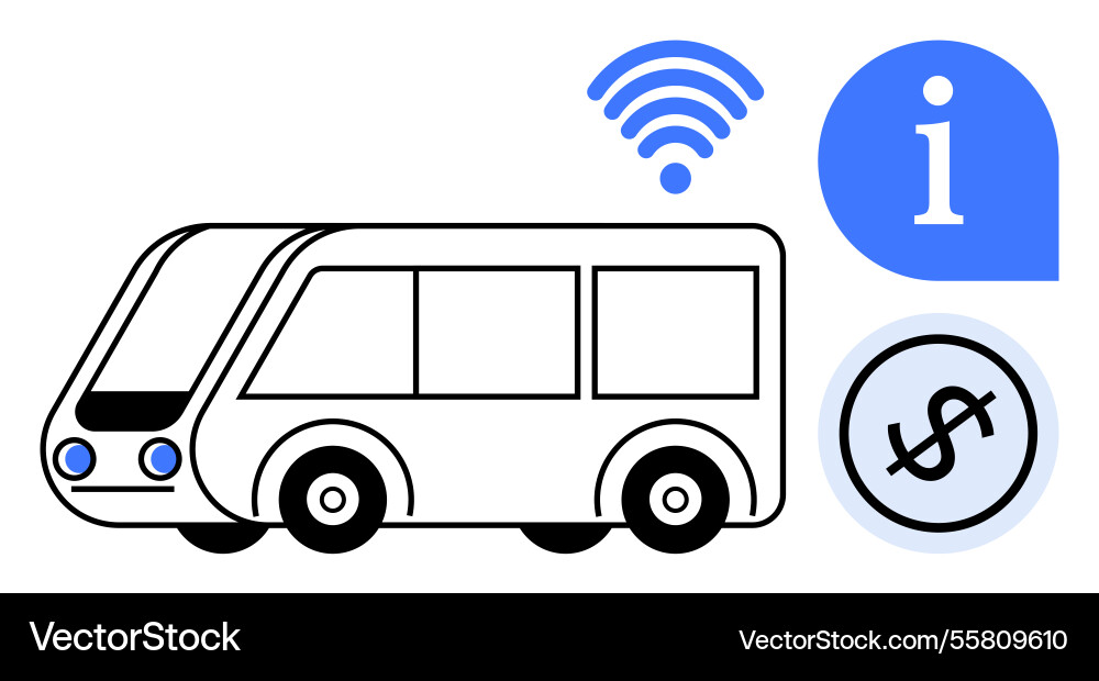 Public transport bus with wireless fare Royalty Free Vector