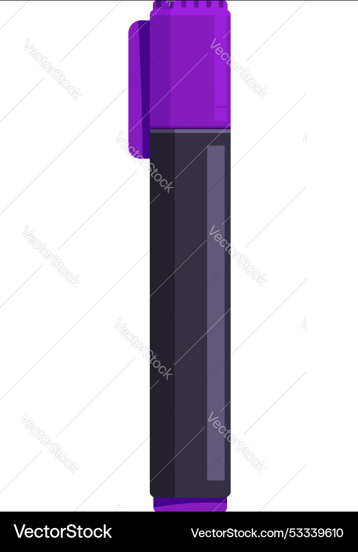 Purple marker pen with closed cap is standing Vector Image