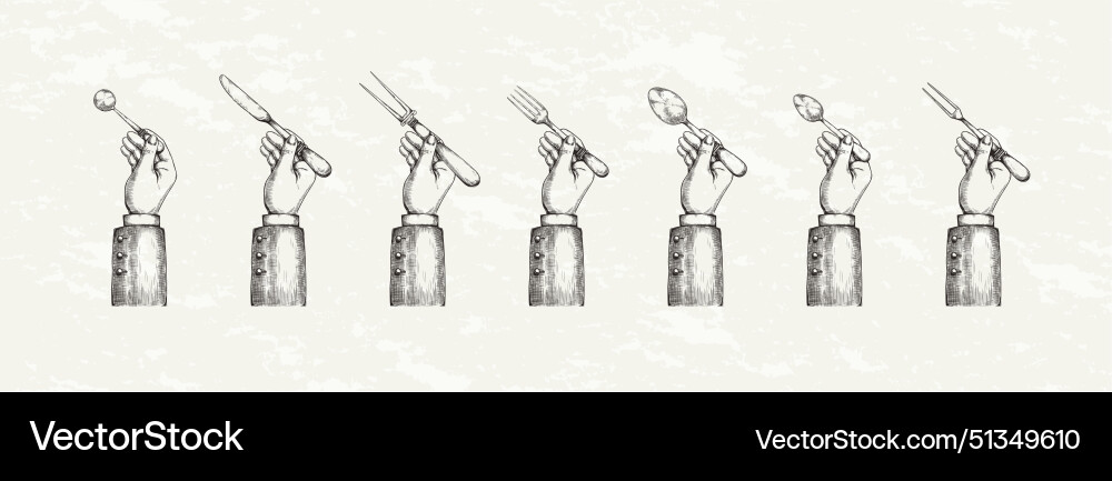 Vintage Hand Holding Cutlery Royalty Free Vector Image