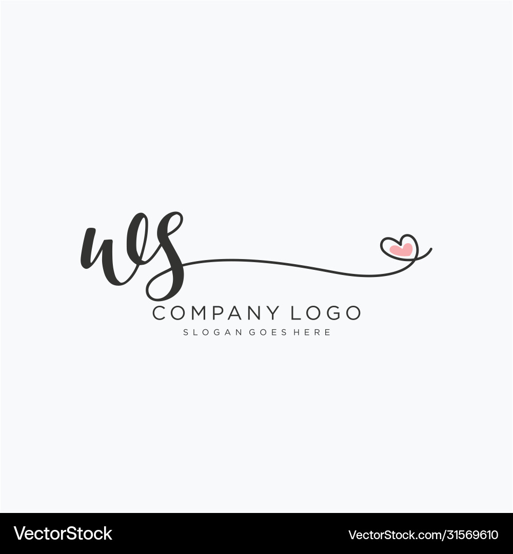 Ws initial handwriting logo design Royalty Free Vector Image