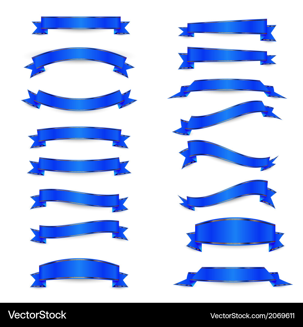 Blue Ribbon Set with Golden Straps Royalty Free Vector Image