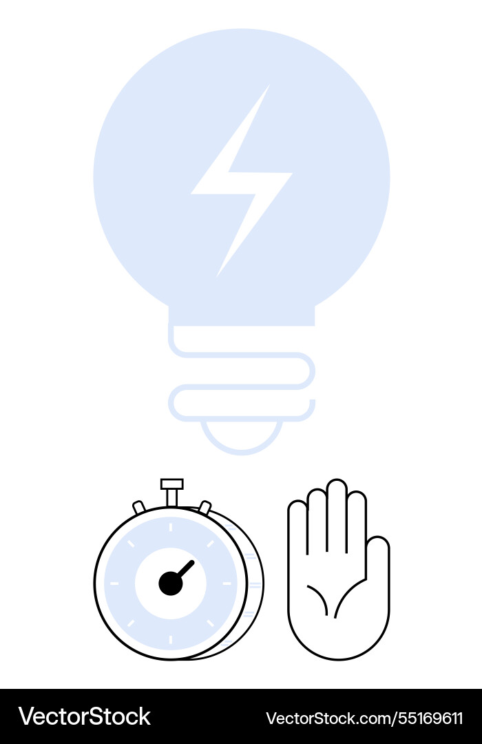 Efficiency concept with light bulb stopwatch Vector Image