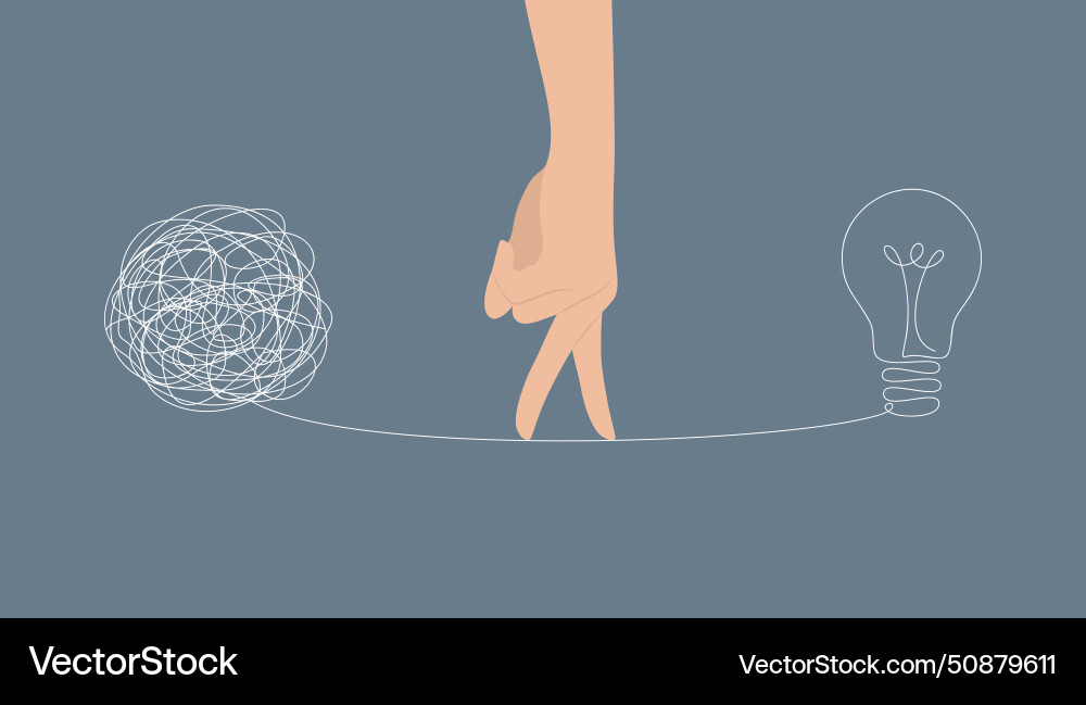 Hand imitating walking with fingers on thread Vector Image