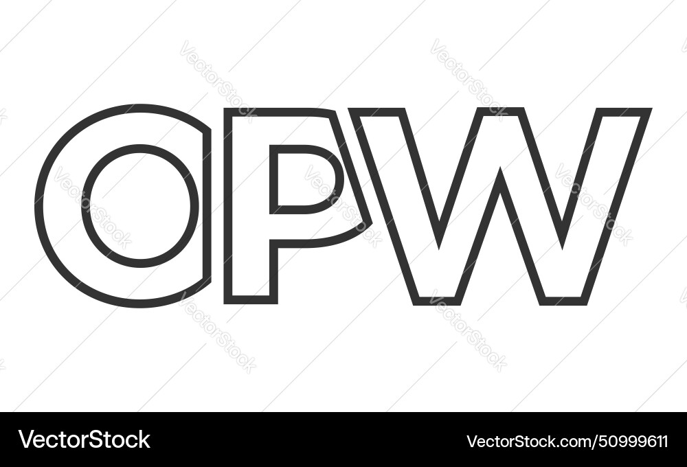 Opw logo design template with strong and modern Vector Image