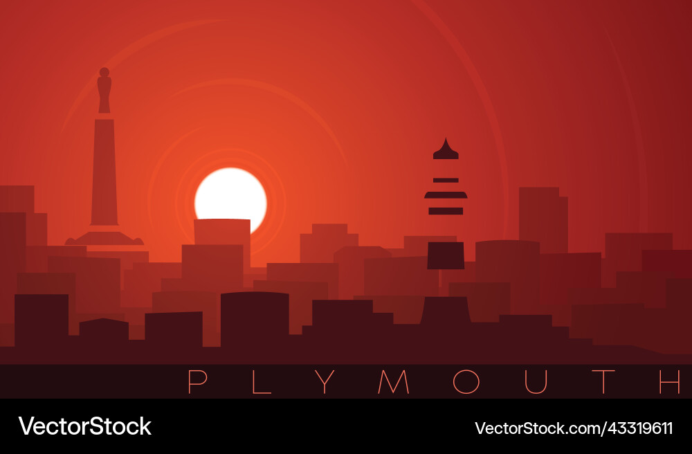 Plymouth low sun skyline scene Royalty Free Vector Image