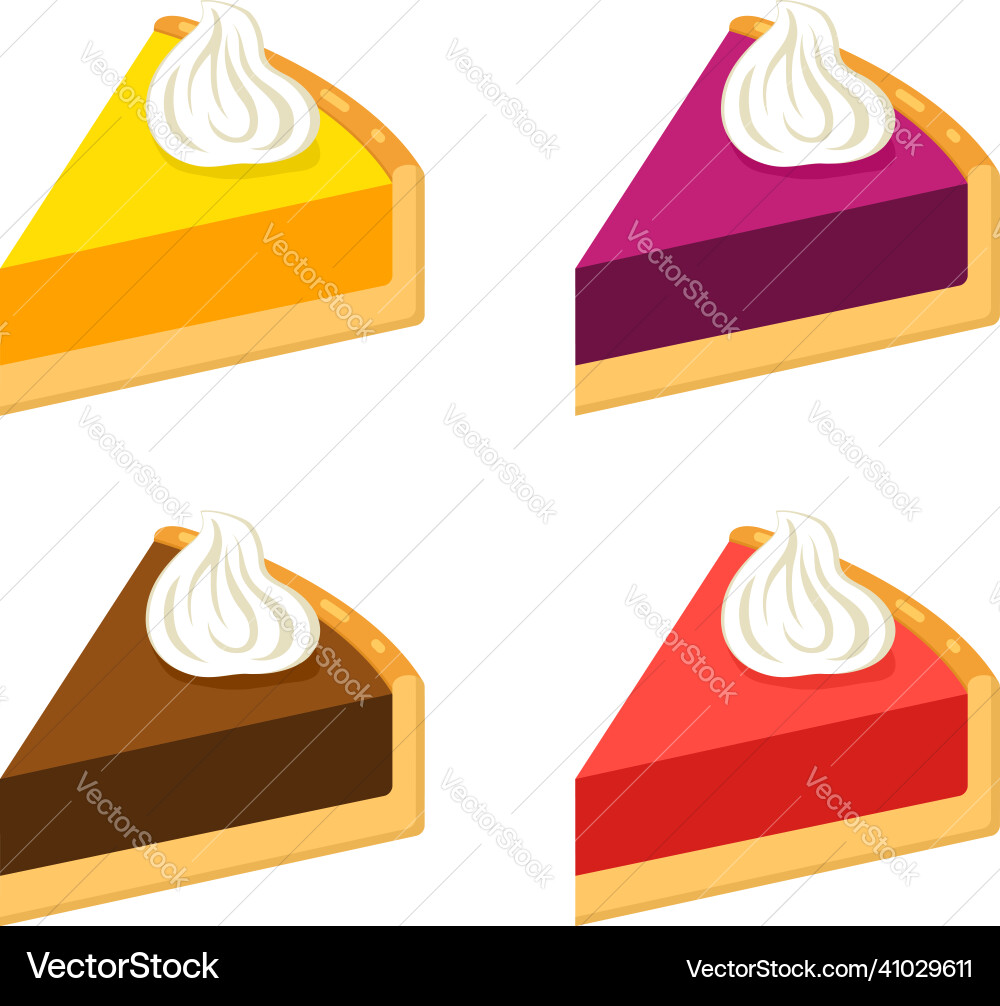 Sweet colorful cake slices Royalty Free Vector Image