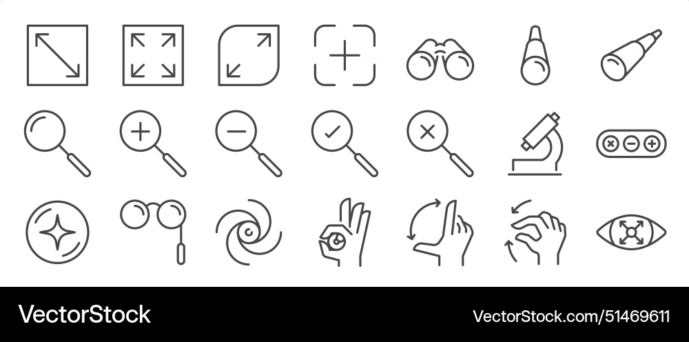 Zoom icon set Royalty Free Vector Image - VectorStock