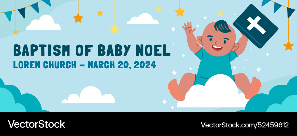 Baptism ceremony facebook cover template Vector Image