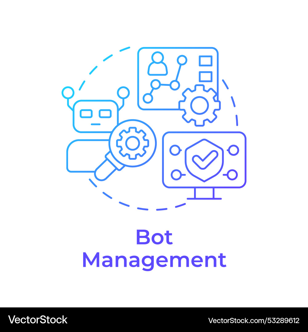 Bot management blue gradient concept icon Vector Image