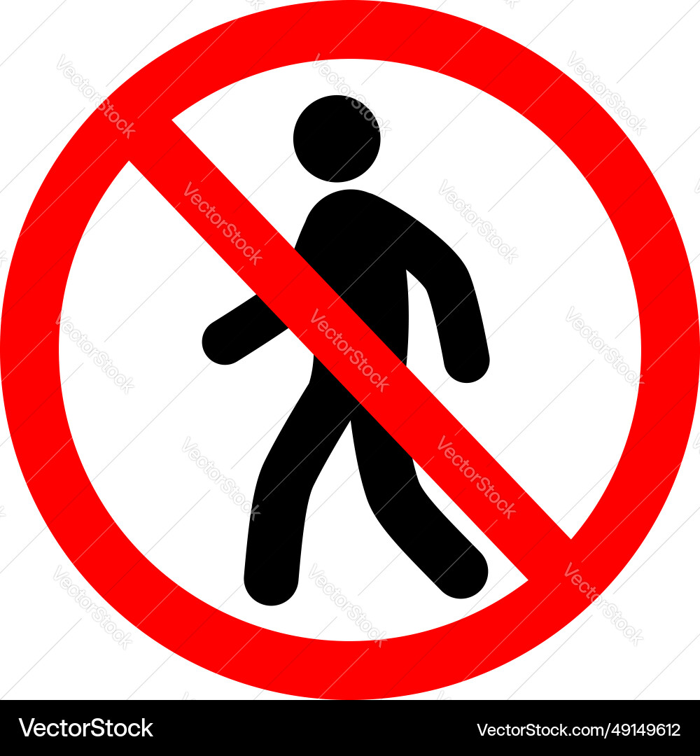 Classic no walking pedestrian sign Royalty Free Vector Image
