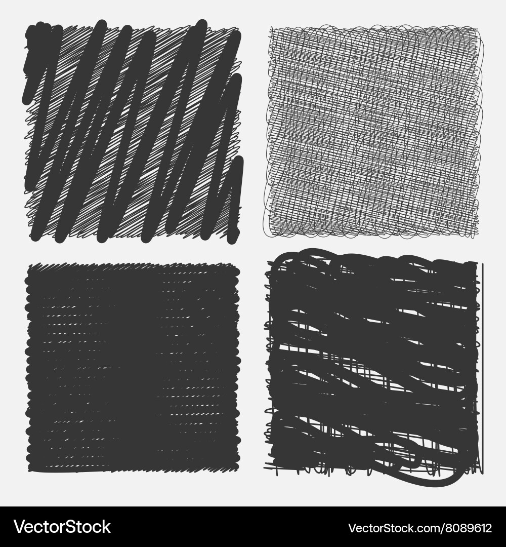 Collection of backgrounds with linear doodles Vector Image