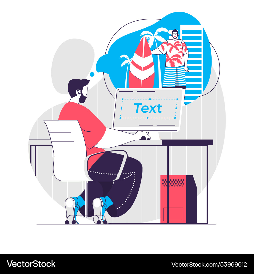 Dreaming people web concept man at work thinking Vector Image