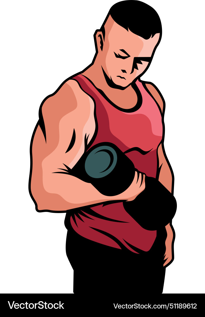 Gym emblem man with dumbbell Royalty Free Vector Image