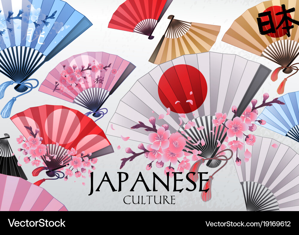 Hand fans design Royalty Free Vector Image - VectorStock