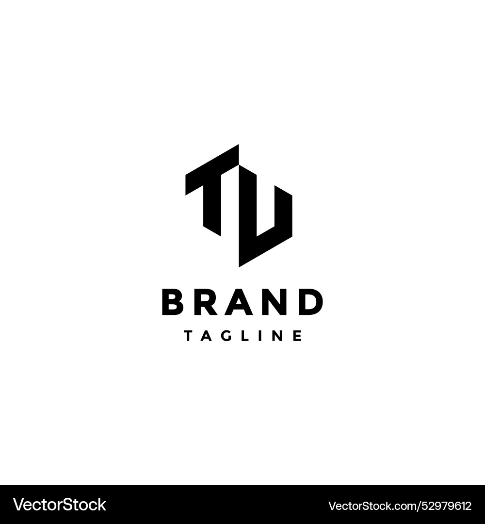 Hexagonal initial letter tu logo design Royalty Free Vector