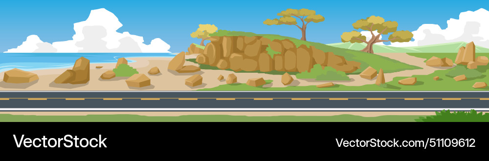 Horizontal view of asphalt road Royalty Free Vector Image