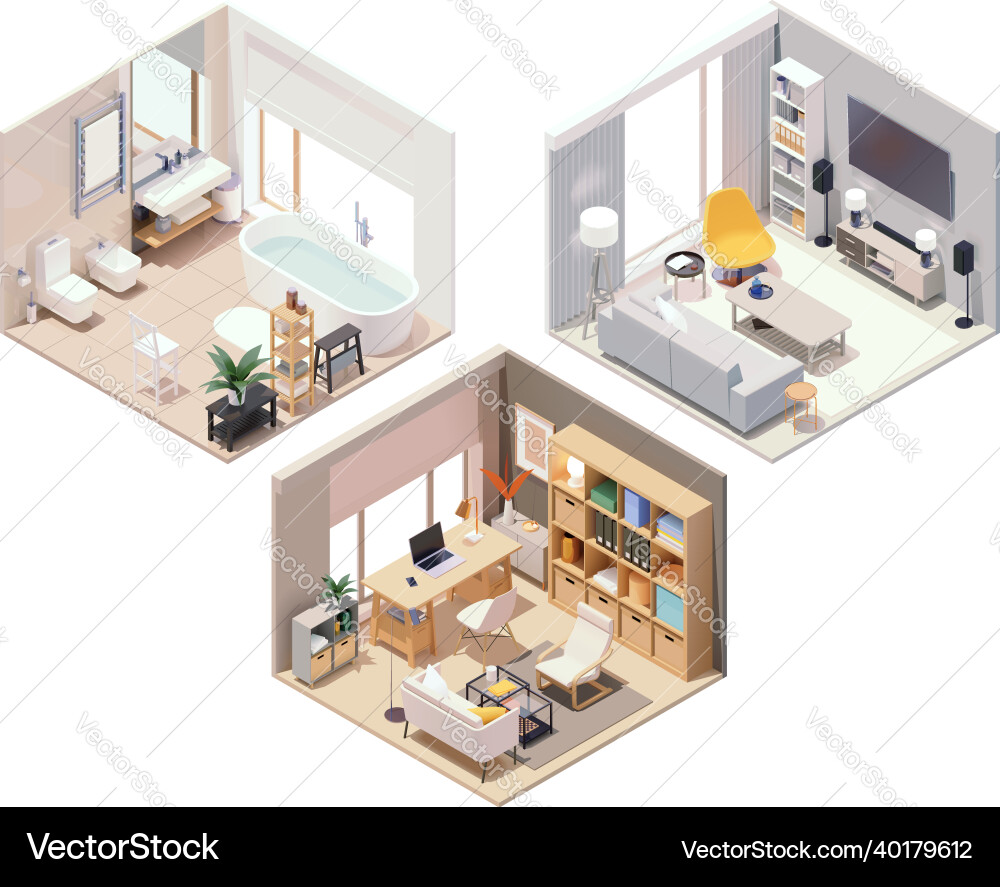 Isometric Home Interiors Royalty Free Vector Image