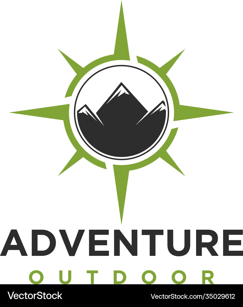 Outdoor adventure logo with mountain elements Vector Image
