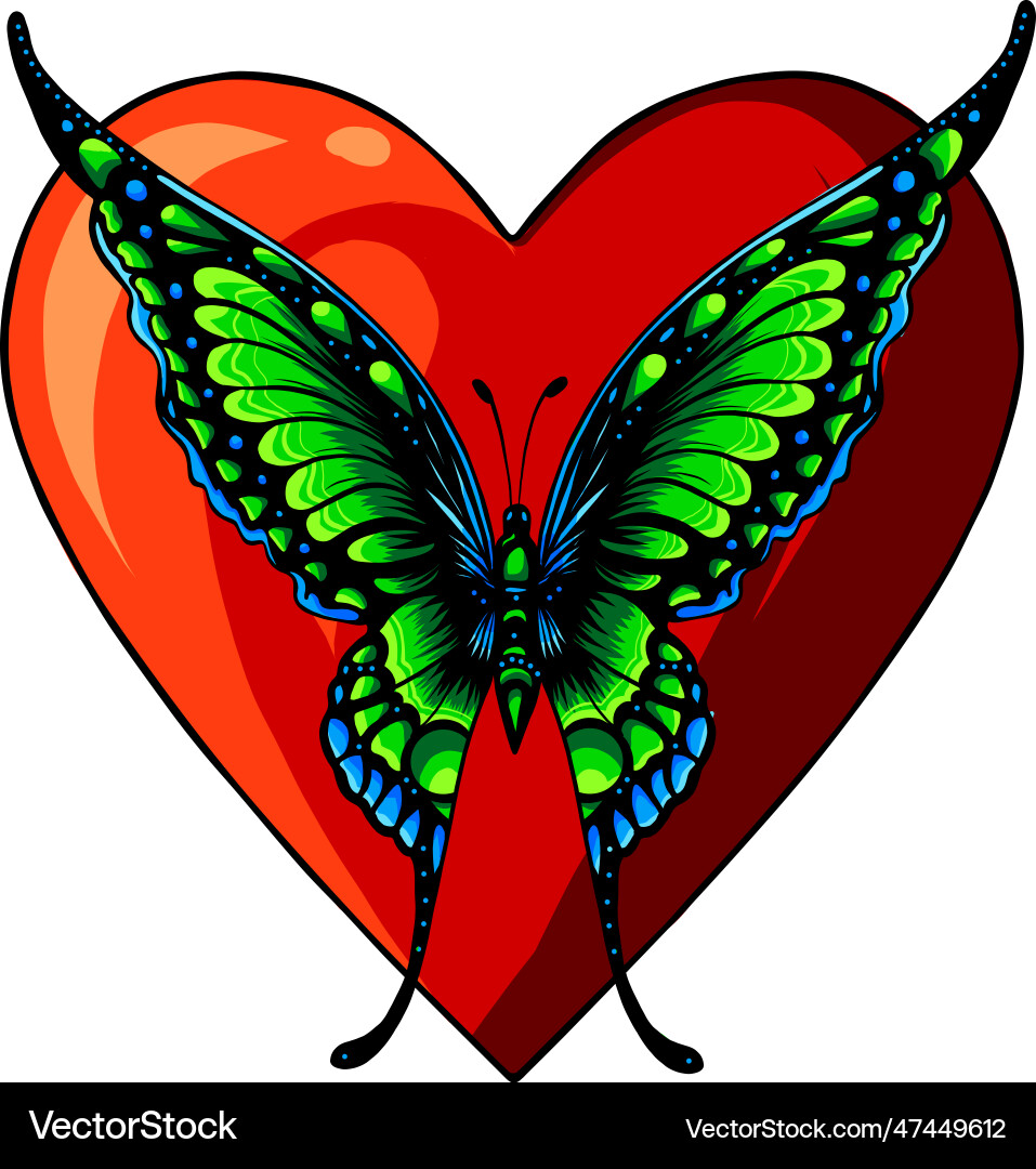Painted heart and butterfly Royalty Free Vector Image